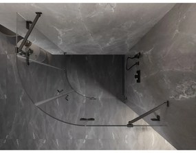 Mexen Lunar, pravý půlkruhový sprchový kout 100 x 70 cm, 8mm čiré sklo, profil grafit broušený, 833-100P-070L-66-00