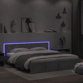 Rám postele s čelem a LED osvětlením betonově šedý 180 x 200 cm 3207591