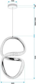 Toolight Toolight, LED závěsné svítidlo 24W, 4000K, G077-3CPR, zlatá, OSW-08667