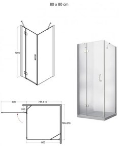 BESCO Čtvercový sprchový kout VIVA 195C Rozměr A - 90 cm, Směr zavírání -  Levé (SX) BCVIV90CTVEL