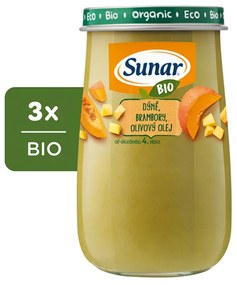 3x SUNAR BIO příkrm dýně, brokolice, brambory, olivový olej 4m+, 190 g