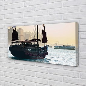Obrazy na plátně Loď sea city sky 120x60 cm