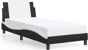 Rám postele bez matrace Zadar černý a bílý 90 x 200 cm umělá kůže 3208161