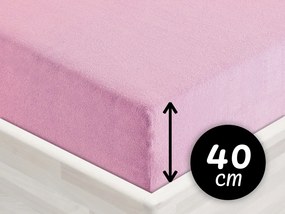 Froté napínací prostěradlo na extra vysokou matraci FR-008 Růžová lila 140 x 200 - výška 40 cm