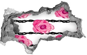 Wallmuralia Nálepka 3D díra samolepící Cihla růže 95x73 cm
