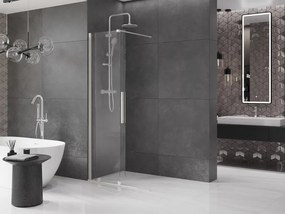 Mexen Velar, sprchová zástěna s posuvnými dveřmi Walk-in 110 x 200 cm, 8mm čiré sklo, broušená ocel, 871-110-000-03-97