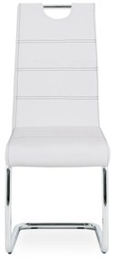 Jídelní židle HC-481 WT ekokůže bílá, černé prošití, kov chrom