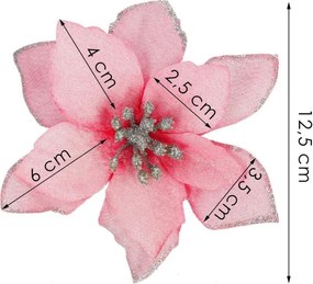 Vánoční hvězda s klipem 12,5cm růžová, vánoční ozdoba