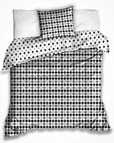 BedTex Povlečení RASTER ŠEDÉ kosočtverce, bavlna hladká, 140x200cm + 70x90cm