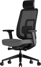 Office Pro Kancelářská ergonomická židle K42  SP – síť/ čalouněná, šedá