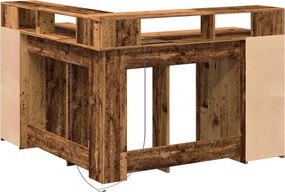 Psací stůl s LED světly old wood 130x130x91 cm kompozitní dřevo 3309454