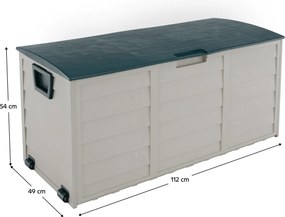 Zahradní úložný box, šedá/zelená, KORTEZ