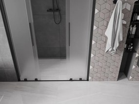 Mexen Velar L Duo, posuvné sprchové dveře do otvoru 140 cm, 8mm sklo námraza, černá matná, 871-140-003-32-70