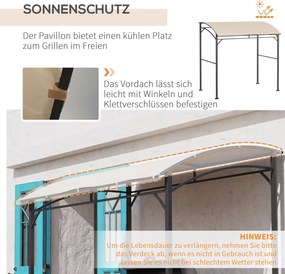 Outsunny altán na grilování Zahradní altán se stříškou na grilování odolnou proti UV záření, ocelový rám a háčky, polyester, béžová barva, 215x150x22…