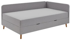 Světle šedá čalouněná jednolůžková postel s úložným prostorem 90x200 cm Cabana – Meise Möbel