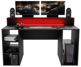 Expedo Počítačový herní stůl LENI + LED, 150x74x70, černá