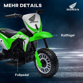 HOMCOM Dětská Elektrická Motorka s Hlavní a Zvukem Spuštění, Dětská Elektrická Motorka pro Děti 1.5-3 Roce Zelená