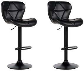 Sada 2 barových stoliček z umělé kůže černé VELATTA II Beliani