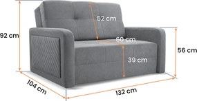 IDZ Rozkládací pohovka FLINT, 132 cm Barva látky: Tmavě hnědá (Queens 04)