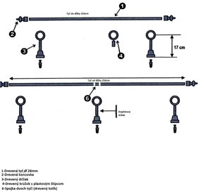 LGK Dřevěná garnýž jednotyčová Dub zlatý 120cm