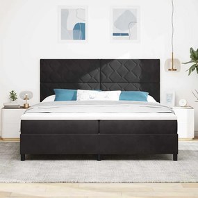 Postel s boxspringem s čelo Černý 200 x 200 cm samet 3339922