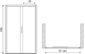 Novoterm Sprchové dveře do niky NV-Silves DR 100, černá/transparent - bez vaničky