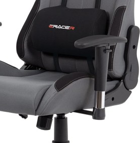 Kancelářská židle houpací mech., plast. kříž, šedá + černá látka – opěrák 90°–180° Šedá