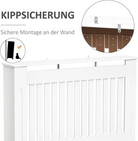 HOMCOM Kryt Radiátoru Moderní Kryt Radiátoru z MDF pro Obývací Pokoj a Ložnici 112x19x81cm Bílý