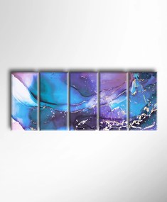 Malvis ® Obraz purpurově modrá pryskyřice ROZMĚR (šířka x výška): třídílný obdélník 150x60 cm