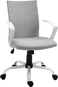 Vinsetto Kancelářská Židle s Nastavitelnou Výškou, Houpací Funkcí, Otáčecí Kancelářská Židle s Nosností 120 Kg, 61 x 99 cm Světle Šedá a Bílá
