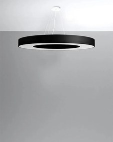 Závěsné svítidlo Saturno Slim, 1x černé textilní stínítko, (bílý plast), (fi 90 cm)