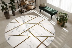 Dywany Łuszczów, Kusový koberec Emerald geometric 1012 cream and gold kruh, 200x200 (průměr) kruh, bílá, ložnice