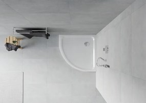 Mexen Flat čtvrtkruhová sprchová vanička slim 90 x 90 cm, bílá, sifon chrom - 41109090