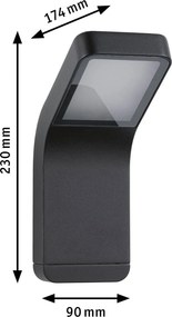 P 94744 LED venkovní nástěnné svítidlo Kulma IP44 90x174mm 3000K 7,5W 230V antracit hliník - PAULMANN