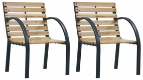 Zahradní židle 2 ks dřevo / ocel Dekorhome Hnědá