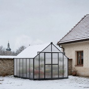 Skleník 245 x 305 x 370 cm, zesílená konstrukce, polykarbonát 6 mm