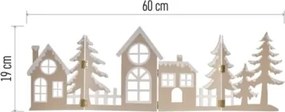LED dřevěná dekorace vesnička 60cm EMOS DCWW41 2xAA teplá bílá časovač