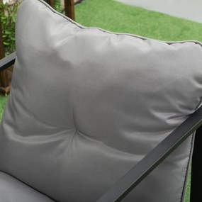 Sada zahradního nábytku Outsunny pro 4 osoby - ocelová a povětrnostním vlivům odolná sada nábytku na balkon s 2-místnou pohovkou, křeslem a skleněným…