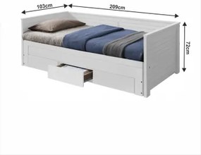 Rozkládací postel 90x200 GORETA bílá