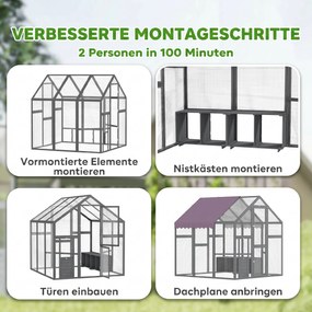 Výběh pro kuřata, kurník s vodotěsnou střechou, 2 hnízdní boxy, 2 hnízda, pro 6-8 kuřat, cca 1,7 x 1,8 x 1,8 m