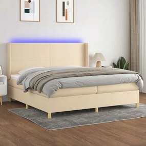Box Spring Postel S Matrací A Led Textil Krémová Hladký design 200 x 200