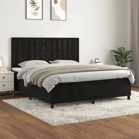 Box spring postel s matrací černá 160x200 cm samet 3143273