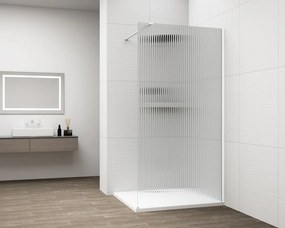 Polysan Esca White Matt jednodílná sprchová zástěna 130 x 210 cm k instalaci ke stěně bílá sklo Flute vlnky ES1313-03
