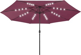 Zahradní slunečník s LED osvětlením 400 cm bordó 312534