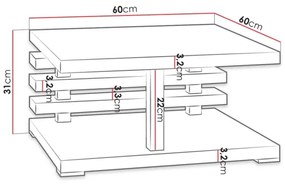 Konferenční stolek KYOTO 31x60 cm matná bílá