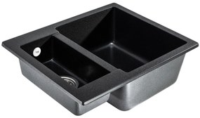 Sink Quality Ferrum, kuchyňský granitový dřez 605x495x210 mm + sifon, černá skvrnitá-BROCADE, SKQ-FER.B.5KBO.X