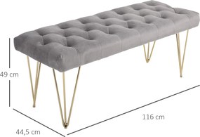 HOMCOM Lavice do předsíně Lavice na boty se sametovým potahem Sametově šedá 116x44,5x49cm ideální do předsíně a chodby | Aosom.de