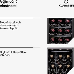 Klarstein Shiraz 24 Duo, vinotéka, 2 zóny, 75 l/24 lahví, 5-18 °C, dotykové ovládání