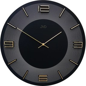 JVD Designové obrovské velké černé dřevěné hodiny JVD HC33.2