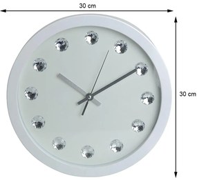 Nástěnné hodiny Krystal 30 cm bílé